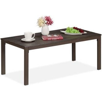 Relaxdays Relaxdays Table basse de jardin, r&eacute;sistante aux intemp&eacute;ries, aussi pour terrasse, balcon, 39x98x48 cm, marron