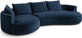 Studio Copenhagen home24 Bigsofa Blau Samt Shyla 322 x 82 x 154cm Ausrichtung links Modern