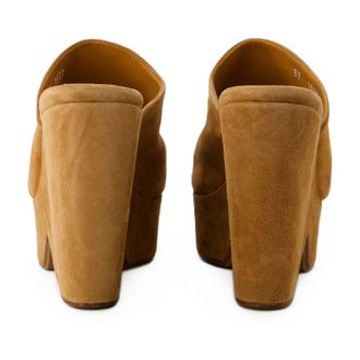 Robert Clergerie Womens Suede Platform Heel Brown Leather
