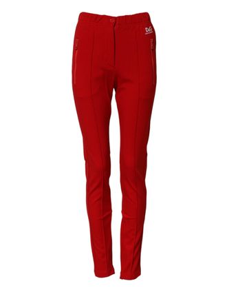 Dolce & Gabbana Womens Red Mid Waist Slim Fit Pants