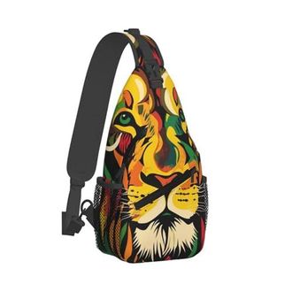 Generic Mode Sacoche Tactique un lion de Jama&iuml;que style reggae Sac &agrave; Bandouli&egrave;re R&eacute;glable Sac &agrave; Dos De Voyage pour Homme Randonn&eacute;e Camping