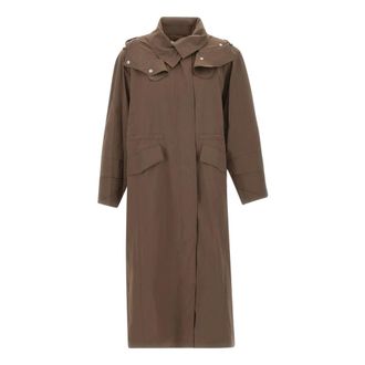 Iro Manteau long &agrave; capuche Enyla - Femme - Manteaux - Brun - Taille: 36 FR