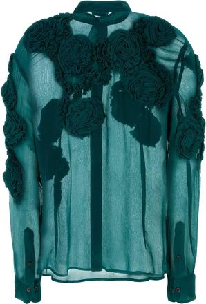 Dries Van Noten Petrol Exterior: Viscose Camicie Shirt