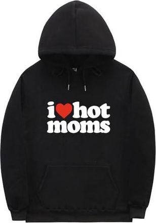 Generic Sweat a Capuche Homme Hooded Sweatshirt Sweatshirt Hommes et Femmes Imprim&eacute; I Love Hot Moms pour Automne et Hiver, Sweatshirts et Vestes avec Base Fil