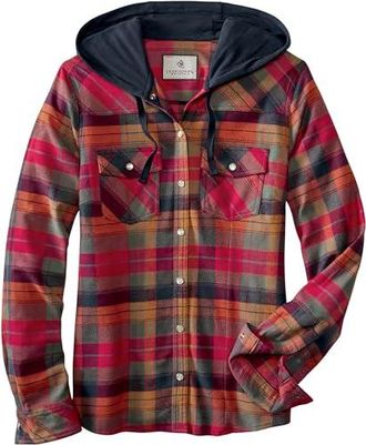 Legendary Whitetails Lumber Jane Hooded Flannel Shirt Chemise &agrave; Bouton Bas, Falling Leaves Plaid, L Femme
