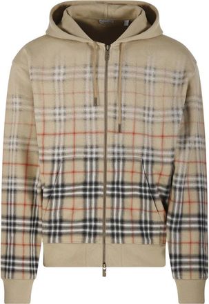 Burberry Homme, Sweatshirts et sweats &agrave; capuche, Beige, Taille: L Gradient Check Cotton Zip Sweat &agrave; capuche