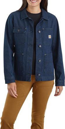 Carhartt Work in Progress Damen Jacke Relaxed Fit Denim Sherpa - Isolierte Denimjacke mit Sherpa - Futter, Basin, XL