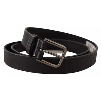 Dolce & Gabbana unisex, Accessoires, Noir, Taille: 90 CM Ceinture Classique en Cuir Noir avec Boucle Logo en Métal