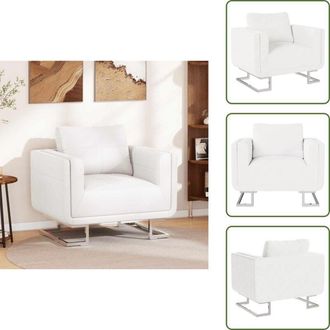 vidaXL Vidaxl - W&uuml;rfel-Sessel mit Verchromten Beinen Wei&szlig; Kunstleder - Esszimmerstuhl - Wohnzimmersessel - Designer Sessel - Kunstledersessel - Wei&szlig;er Sessel