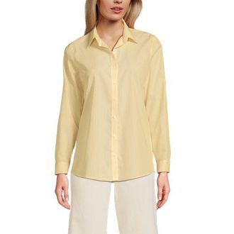 Lands End B&uuml;gelfreie Baumwoll-Bluse, Damen, Gr&ouml;&szlig;e:42 regular, Gelb, Baumwolle, by Lands End