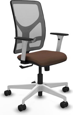 Piqueras y Crespo Ergonomischer Stuhl mit schwarzen und wei&szlig;en Armlehnen, h&ouml;henverstellbare Lendenwirbelst&uuml;tze, mit 3 Positionen, Grau/Dunkelbraun