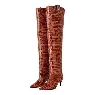 Philipp Plein Stiefel - Stiefel Niedrige Abs&auml;tze Overknee Cocco Crocco Pri - Gr. 35 (EU) - in Braun - f&uuml;r Damen