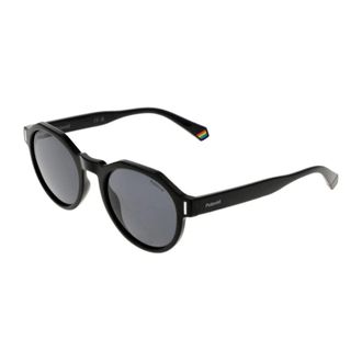 Polaroid unisex, Accessoires, Noir, Taille: ONE Size Lunettes de soleil rondes polaris&eacute;es noires avec &eacute;tui
