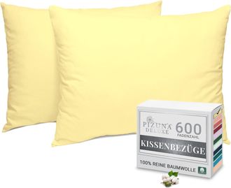 Pizuna Luxuri&ouml;ser Soft-Satin 2er Pack Kissenbezug 70 x 90 cm Mildes Gelb, 600 Fadenzahl Baumwolle Kissenbez&uuml;ge, 100% Langstapel Baumwolle Nur Kissenbezug (Mi