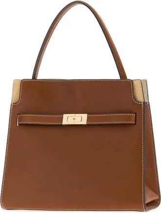 Tory Burch Womens Camel Leather Small Lee Handbag Agedtan Borse A Mano Bag