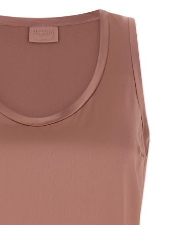Brunello Cucinelli Stretch Silk Satin Tank Top - rose