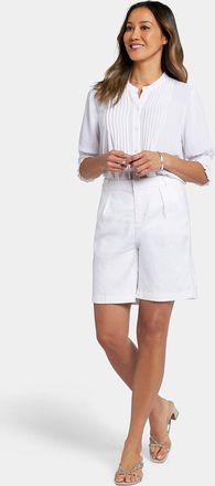 NYDJ Entspannte kurze wei&szlig;e Stretch-Leinenhose