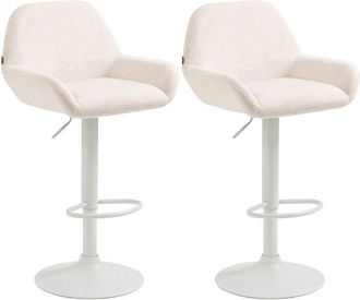 Clp Ensemble de 2 tabourets de bar Braga en cr&egrave;me en velours, m&eacute;tal blanc opaque