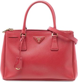 Prada Hobo Bags - Small Saffiano Lux Galleria Double Zip Satchel - Gr. unisize - in Rot - f&uuml;r Damen