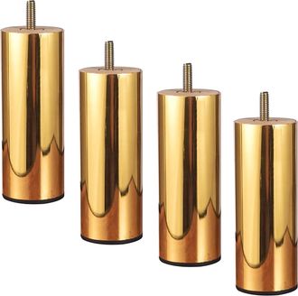 Generic 4 Schwarze, Runde Ersatzf&uuml;&szlig;e F&uuml;r Sofas Und Couches, Massivholz-M&ouml;belbeine, Vorgebohrte M8-Schrauben, Schrankf&uuml;&szlig;e, F&uuml;r Kommoden, Hocker Und St&uuml;hle(Gold
