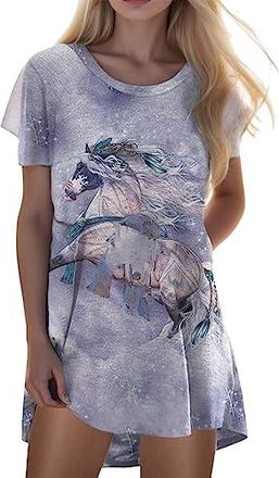 Generic T-shirt femme grandes tailles T-shirt d&eacute;t&eacute; pour femme avec imprim&eacute; mode manches courtes haut chemisier col rond design pour look d&eacute;contract&eacute; tendance 