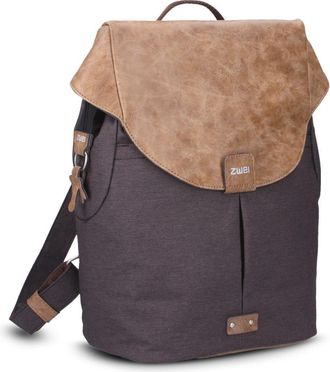 zwei Damen City-Rucksack Olli O12 Rucksack (7 L) im Retro-Look mit Blumenanh&auml;nger im Canvas-Style mit Lederoptik, Hauptfach mit Rei&szlig;verschluss, gepolsterte