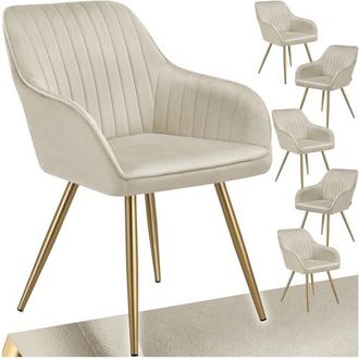 TecTake TecTake Lot de 6 Chaises de Salle &agrave; Manger rembourr&eacute;e Moderne Chaise Velours Fauteuil Salon Chaise Scandinave Pieds en Acier, Chaises Coiffeuse, Chamb