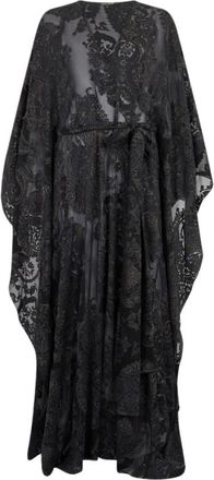 Roberto Cavalli Femme, Robes, Noir, Taille: 38 FR Kaftan Transparent en Soie