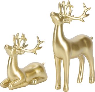 TOPBATHY 2 St&uuml;Ck Resin Rentier Deko Gold Moderne Weihnachtsdekoration F&uuml;R Wohnzimmer Schreibtisch Und Tv-Schrank Kreative Hirsch Ornament