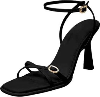 Generico Sandales à lanières élégantes pour femme - Sandales à talons hauts - Escarpins sexy - Chaussures de soirée - Chaussures de mariage - Sandales à talons