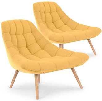 Menzzo Danios Set mit 2 Sesseln mit Stoffbezug Gelb