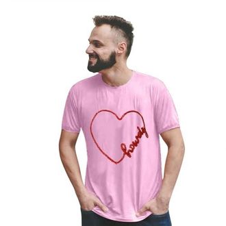 Generic T-shirt &agrave; manches courtes et col rond imprim&eacute; d&eacute;contract&eacute; pour la Saint-Valentin 2026 (homme) (3), rose, XXL