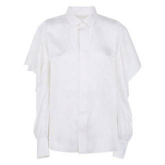 sacai Femme, Blouses et Chemises, Blanc, Taille: 42 FR Satin x Chiffon Shirt