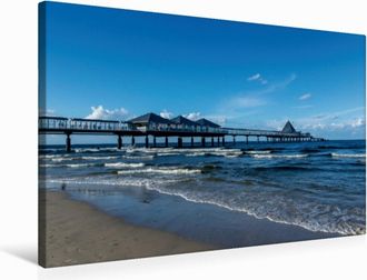 Calvendo Premium Textil-Leinwand 75 x 50 cm Quer-Format Seebr&uuml;cke Heringsdorf (Usedom) | Wandbild, HD-Bild auf Keilrahmen, Fertigbild auf hochwertigem Vlies, L