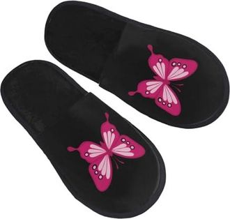 Generic Pantoufles Papillon rose L&eacute;g&egrave;re Chaussons en Peluche Antid&eacute;rapant Chaud Maison Pantoufles Ext&eacute;rieur Int&eacute;rieur M