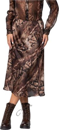 Kocca Femme, Jupes, Brun, Taille: 36 FR Longue Jupe Fluide &agrave; Motifs