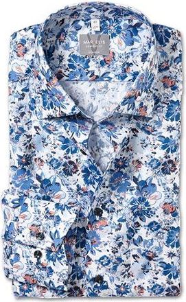 Marvelis Chemise à manches longues pour homme, coupe confortable, unie, 13 New Kent, Bleu 15, 47 grande taille