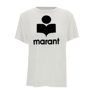 Isabel Marant Logo-bedrucktes T-Shirt mit Rundhalsausschnitt - - Tops - Damen - Wei&szlig; - XS