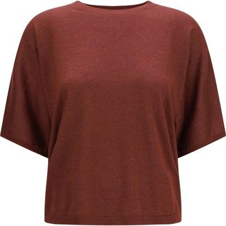 Brunello Cucinelli Kurzarm-Pullover aus Kaschmir und Seide - - Knitwear - Damen - Braun - M