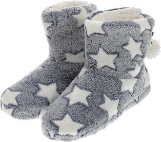 Hemoton FRCOLOR Bottines DInt&eacute;rieur Femme en Coton Bleu Motif &Eacute;toile Pantoufles DHiver en Peluche Semelle Antid&eacute;rapante Taille M Bottes Pantoufles Confortable