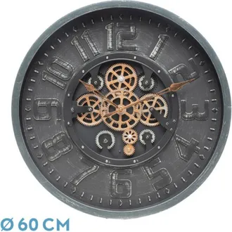 Fabrilamp Fabrilamp - albox Wanduhr schwarz 60x60x7 cm mit Zahnr&auml;dern mit Uhrwerk