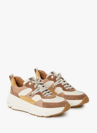 Geox Baskets bi-mati&egrave;re en cuir m&eacute;lang&eacute;