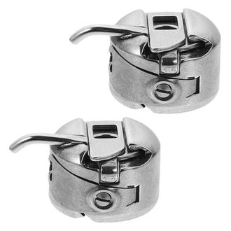 BESTONZON 2 Stück Edelstahl Spulenkapseln für Nähmaschinen Frontlader Verschleißfestes Nähzubehör Kompatibel für Vielfältige Garnarten und Platzsparend