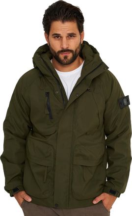 SOULSTAR Herren &Uuml;bergangsjacke mit Kapuze Fieldjacket Fleece Gef&uuml;tterte Steppjacke Outdoorjacke Winterjacke Mens Jacket S2_WGB-9-Olive-S