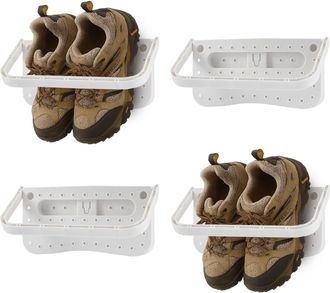 Generic 4-teiliges Schuhregal Zur Wandmontage, Faltbare Aufbewahrung for Wohnmobile, Ohne Bohren, Entleeren Herausnehmbare Schuhe Aus Kunststoff Geeignet for 