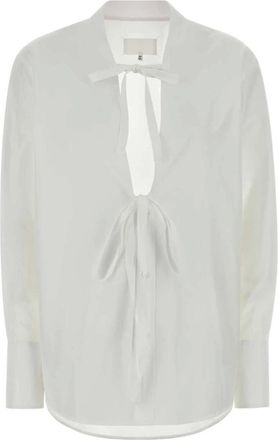 Maison Margiela Femme, Blouses et Chemises, Blanc, Taille: 38 FR Chemise en coton &agrave; col en V