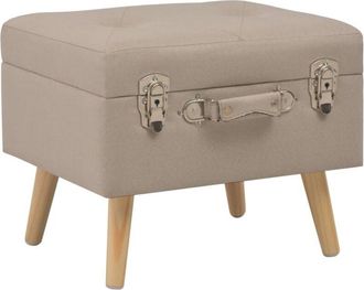 vidaXL Vidaxl - Tabouret de tabouret en conception de tissu avec valise avec pieds en bois diff&eacute;rentes couleurs Couleur : beige