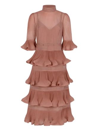 Zimmermann robe &agrave; volants superpos&eacute;s - Rose