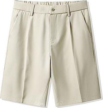 Generic Pantalon de jogging &eacute;l&eacute;gant avec fermeture &eacute;clair et boucle - Pantalon de costume - Short - Ceinture pour homme, kaki, 36