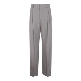 Dries Van Noten Homme, Pantalons, Gris, Taille: L Tailored Pleated Pantalons